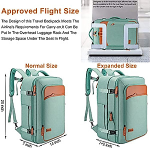 Carry on Backpack, Extra Large 40L Flight Approved Travel Backpack for Men & Women,Expandable Large Suitcase Backpacks With 4 Packing Cubes,Water Resistant Luggage Daypack Business Weekender Bag,Green