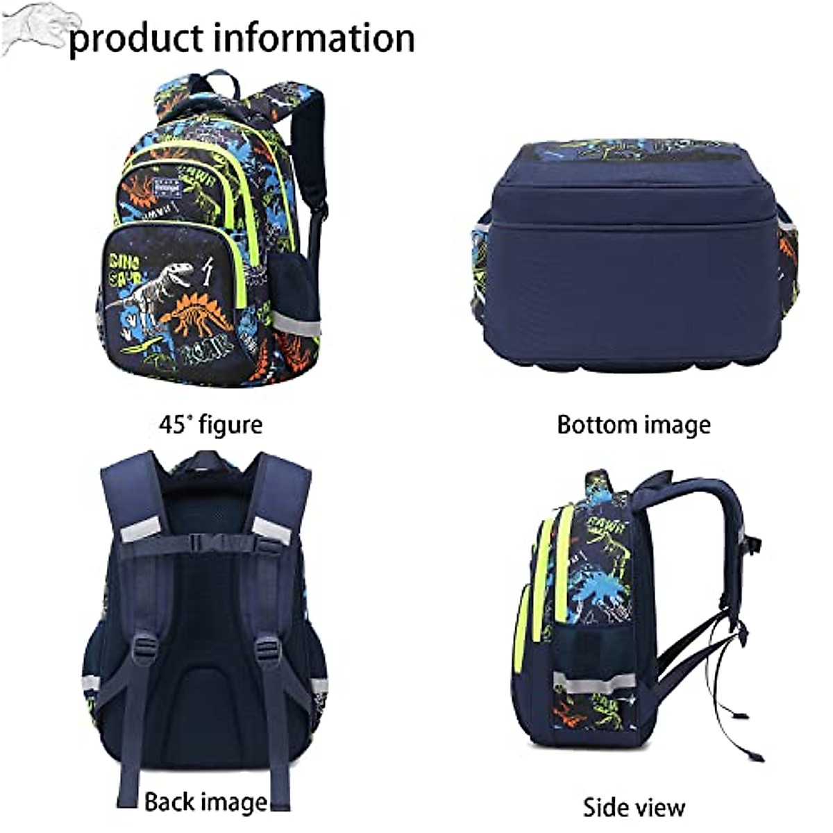 Wawakube 3Pcs Boys Dinosaur Backpack Set with Lunch Box Pencil Case, School Book Bag for Kids Elementary Preschool