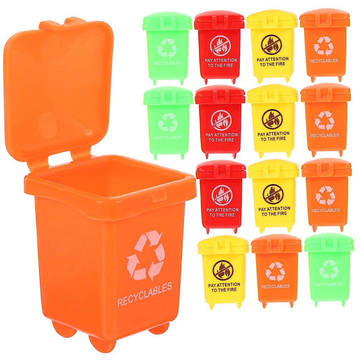 60 Pcs Mini Trash Can Trash Cans Photo Prop Trash Classification Toy Lovely Garbage Trash Cans Small House Garbage Can Model Trash Can Plaything Miniature Garbage Bin Model