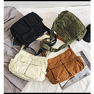 Women's Canvas Hobo Bag Large Crossbody Messenger Bag with Multiple Pockets Shoulder Shoulder Tote Bag for Men Green