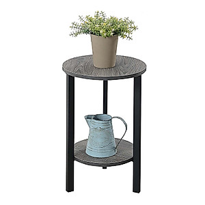 Convenience Concepts Graystone 31 inch 2 Tier Plant Stand, Weathered Gray/Black