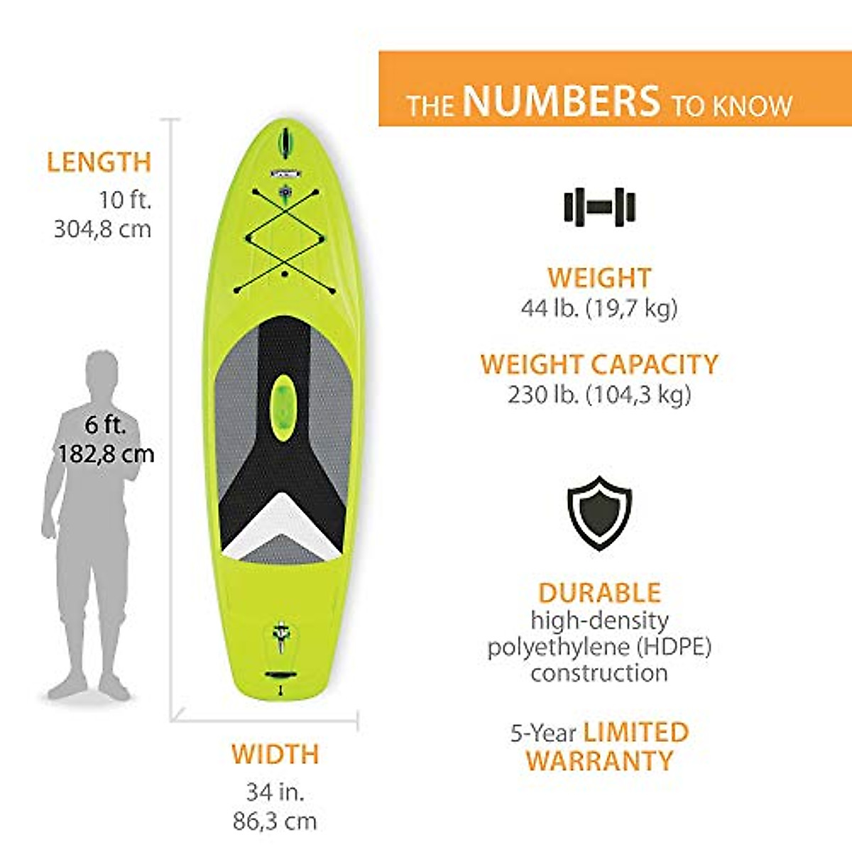 Lifetime 90891 Horizon 100 Stand-Up Paddleboard, 2 Pack, Paddles Included, Lime Green, 10'