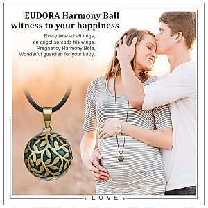 EUDORA Harmony Necklace Pregnancy Vintage Bola Ball Chime Bola Ball Wishing Pendant, Long 30" & 45" Rope for Women