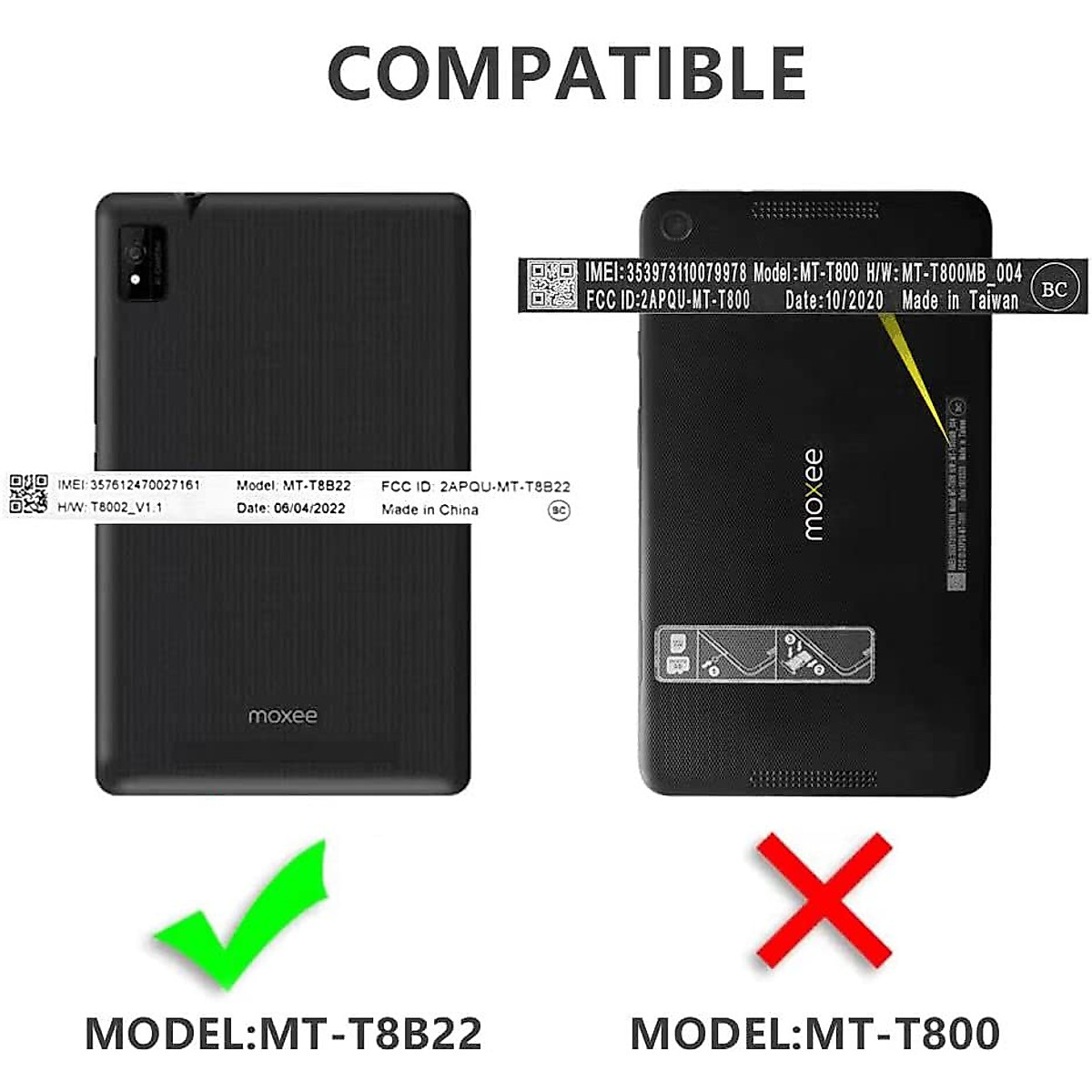 SOATUTO Case for Moxee Tablet 2 8 inch Case for Moxee 8" 2022 Model MT-T8B22 Tablet Shock Resistant Rugged Hybrid Kids Friendly Cover Built-in Hand Free Kickstand Shoulder Strap (Navy+Green)