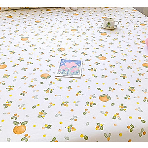 100% Cotton Fitted Sheet with Elastic Band +2pc Pillowcases Orange Fruit Print Double Queen Cal-King Size Mattress Cover for Girls Boys B99A (Queen (U.S. Standard))