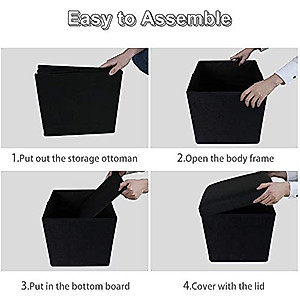 Cosaving 30 inches Folding Storage Ottoman Storage Cube Seat Foot Rest Stool with Memory Foam for Space Saving, Square Ottoman 30x15x15 inches, Teal