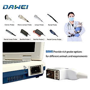 DAWEI Portable Ultrasound Machine Laptop Vet Ultrasound Scanner with 6.5Mhz Micro Convex Probe for Pregnancy Pet,Rabbits,Sheep,Dogs,Cats,Small Animals