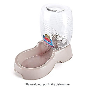 Flexzion Pet Water Dispenser Station, Beige (1/4 Gallon) Auto Replenish Gravity Waterer Drinking Fountain Bottle Bowl Dish Portable Stand for Small Dog Cat Animal