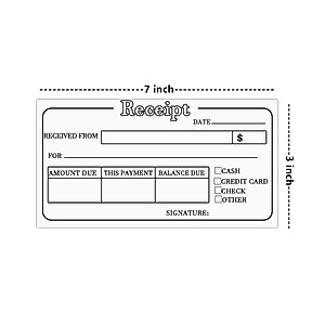 Money and Rent Receipt Book,3x7 Inch Carbonless Copy Receipt Book for Boutique Business Supplies,5 Pack(50 Sets Per Book)