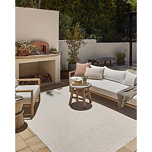 Loloi Amber Lewis x Loloi Malibu Collection MAB-05 Tan / Dove, 8'-10" x 12'-2", Indoor/Outdoor, Area Rug