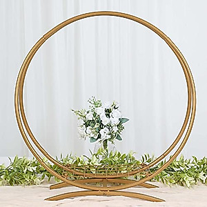 Efavormart 24" Gold Metal Double Frame Hoop Flower Table Centerpiece, Wedding Cake Display Stand