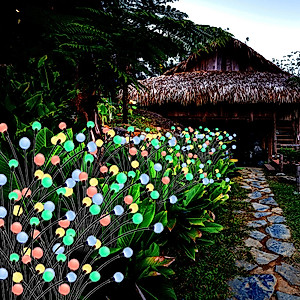 Foreimie 5 Pack Solar Firefly Lights Outdoor Waterproof,Solar Starburst Swaying Lights,2 Modes,30-LED Solar Garden Lights,Christmas Decorative Stake Pathway Lights Landscape Lights (Multicolour)