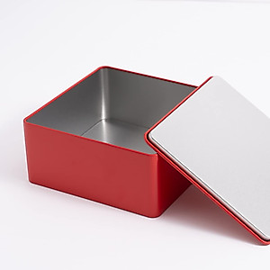 Tianhui Square Tin Canister/Container for Keeping Car,Tea,Coffee,Cookies, Food,Flour,Baked Goods Storage (Red)