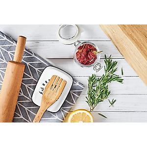 Ceramic Spoon Rest for Stove Top, Funny Happiness is Homemade White Spoon Holders for Kitchen Counter, Modern Farmhouse Kitchen Cute Decor