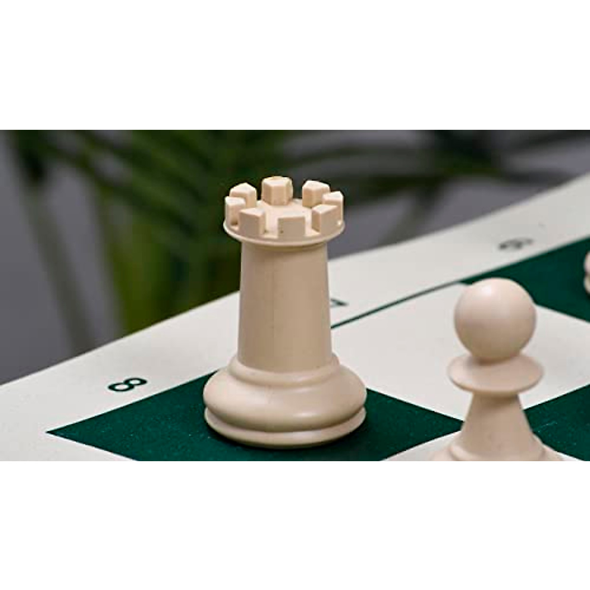 CHESSBAZAAR Study Library Tournament Plastic Chess Pieces & Roll Up Chess Board Combo |32 Pieces with 15 Inches Rollup Chessboard | Weight-340 grams | Black & Off-white |Plastic chess Set | Board Game