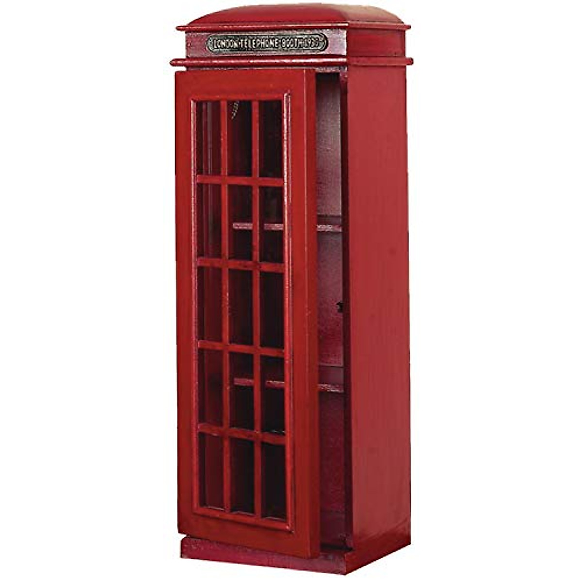 Deco 79 Wooden Telephone Room Storage Unit Vintage London Booth 2 Shelf Storage Cabinet, Accent Cabinet 11" x 9" x 30", Red