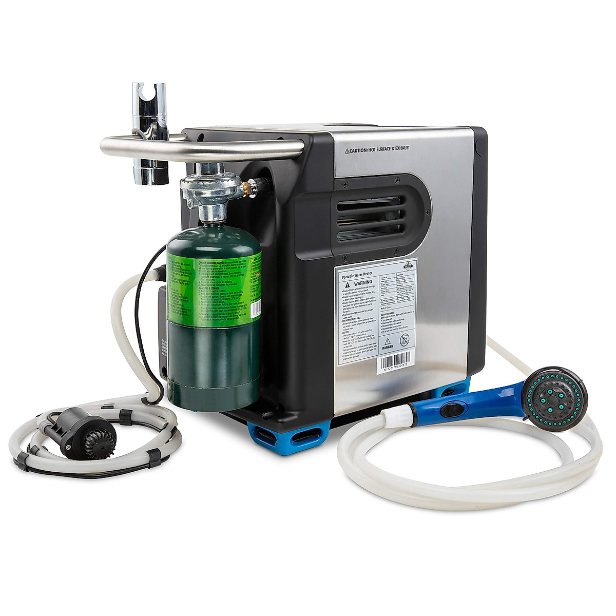 Hike Crew Portable Propane Water Heater & Shower Pump w/Built-in Battery | Compact Outdoor Cleaning & Showering System w/LCD, Safety Shutoff & Carry Case, Instant Hot Water for Camping & Hiking