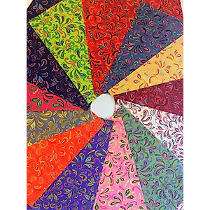 5 Inch 102 Pcs Quilt Squares Charm Pack 100% Cotton Fabric Fleur De LIs Bright