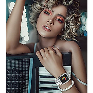 JXVM for Apple Watch Band 41mm 40mm 38mm with Case, Uni-body Protective Bumper Band, Crystal Clear Men Women Sporty Case, with Premium Soft TPU Adjustable Strap for iWatch SE & Series 8 7 6 5 4 3 2 1 (Crystal/Clear)