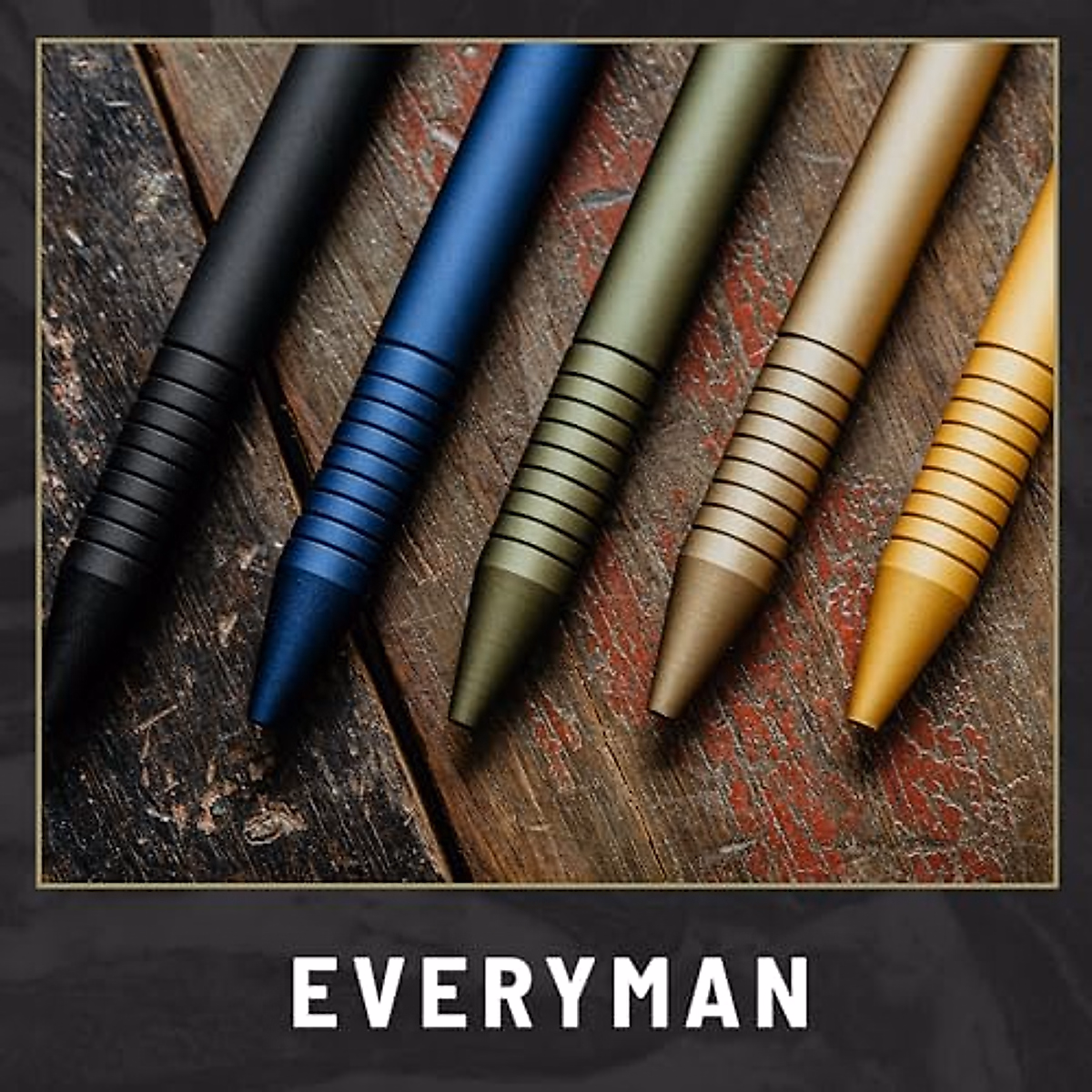 Everyman OD Green Super Matte Grafton Pen, Aluminum Pocket-Size Writing Pen, Luxury EDC Premium Ink Pen, Bold Point Ballpoint Pens, Office Supplies, Fine Point, Smooth Writing Pen with Grooved Grip