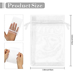 Organza Bags, Organza Bags 4x6, White Wedding Favor Bags, 50Pcs Mesh Bags Drawstring, Jewelry Gift Bags, Candy Pouches, Party Favor Bags Festival Makeup Birthday Halloween Christmas Wrapping Supplie
