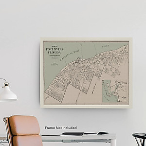 Map of Fort Myers Florida circa 1947 - includes Lee County, Sanibel, Captiva, Pine Island and Fort Meyers Beach on Inset (18 x 24 inches)