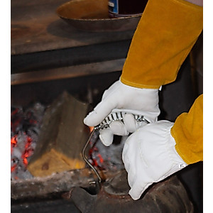 Suse's Kinder Fireplace Gloves for Women, Mig Tig Welding Gloves XS, Fireproof Heat Resistant Barbecue Mitt, Welders, Top Grain Cowhide Lined Hand (Yellow White, XS)