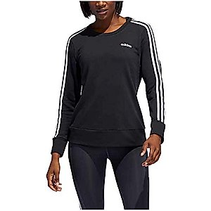 adidas Ladies' 3-Stripe Crewneck (Black, Medium)