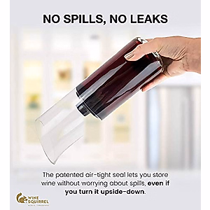 Wine Squirrel Wine Preserving Glass Decanter | Keeps Wine Fresh for Weeks | Air Tight Luxury Wine Saver Carafe | Best Wine Gift