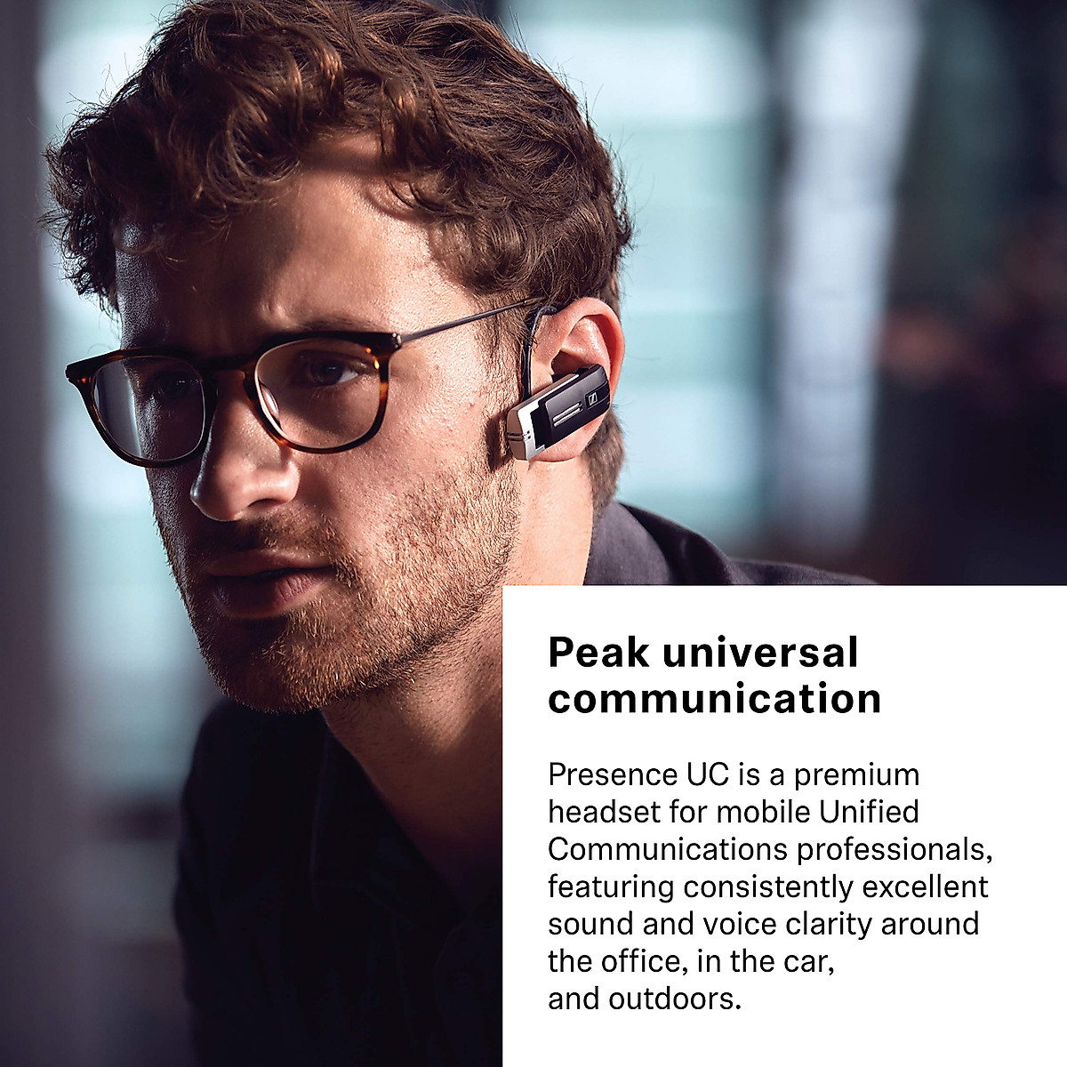 Sennheiser Presence UC (504576) - Dual Connectivity, Single-Sided Bluetooth Headset for Mobile Device & Softphone/PC Connection, with Carrying Case and USB Dongle, Major UC Platform Compatible (Black)