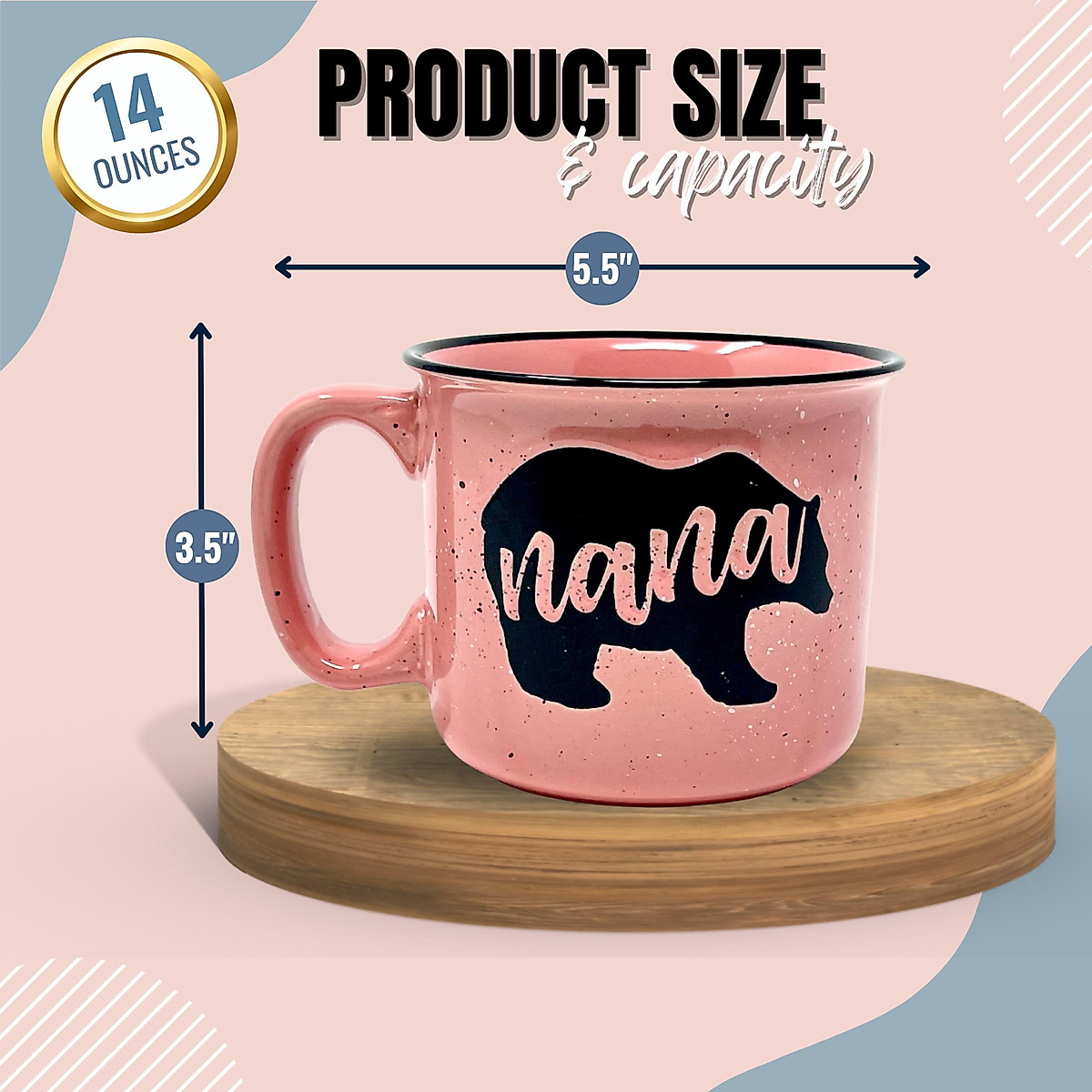 Nana Bear Cute Coffee Mug - Grandma Gifts, Mother's Day, Christmas, Birthday (Coral)