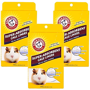 Arm & Hammer for Pets Super Absorbent Cage Liners for Guinea Pigs, Hamsters, Rabbits & All Small Animals Best Cage Liners for Small Animals (Pack of 3, 21 Count Toal)