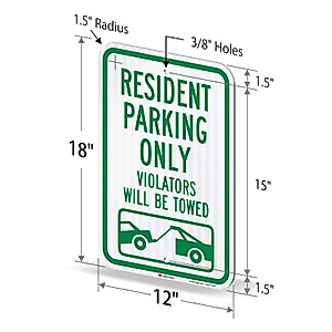 SmartSign "Resident Parking Only, Violators Towed" Sign | 12" x 18" 3M Diamond Grade Reflective Aluminum