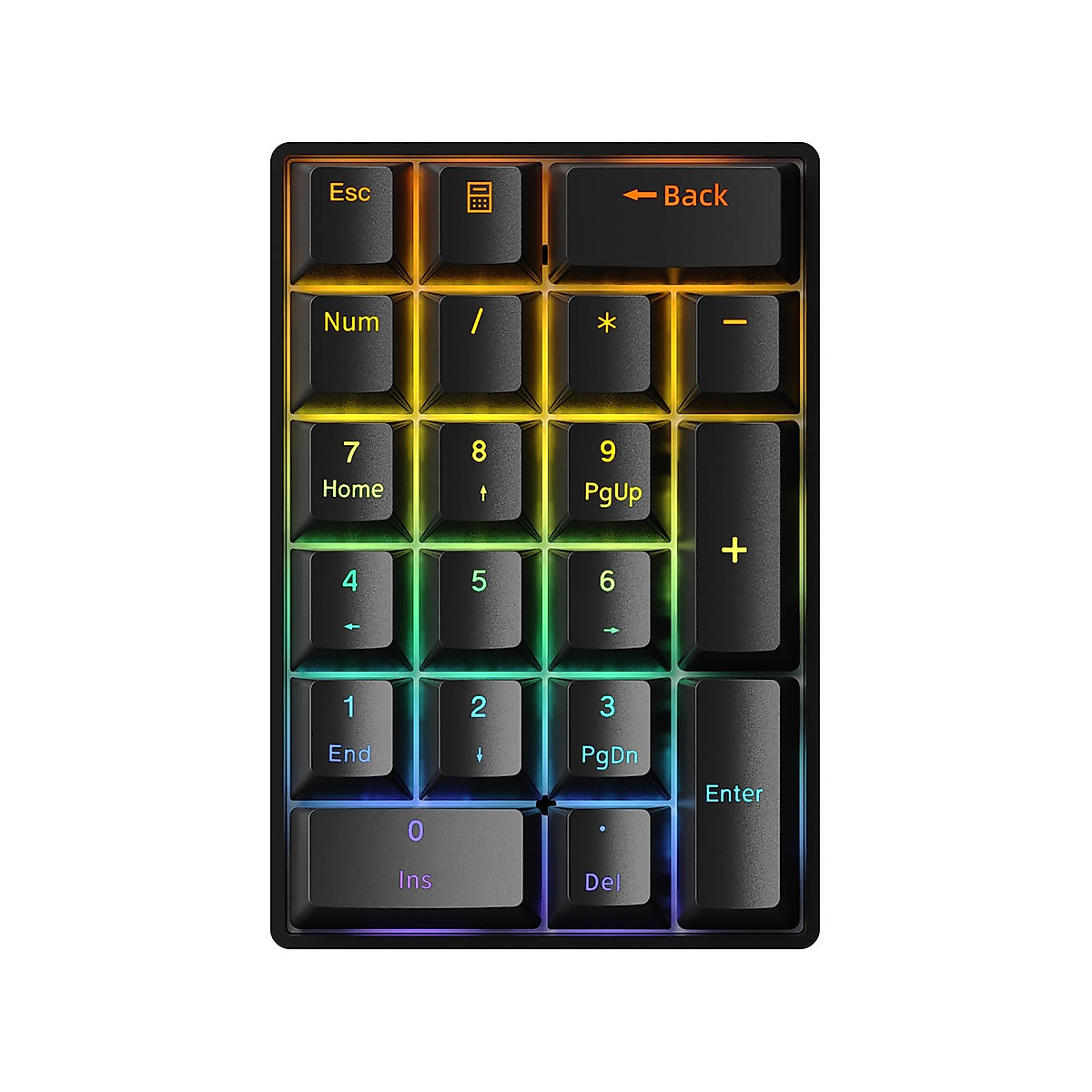 TISHLED Wired Mechanical Numpad Rainbow LED Backlit 20-Key Number Pad Brown Switches Shine Through Keycaps Detachable Cable Numeric Keyboard for PC/Laptop/Win/Mac, Black