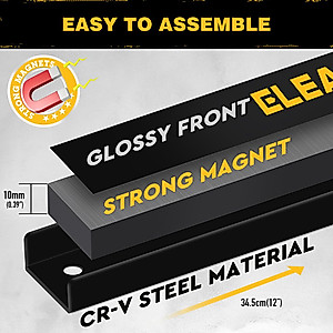 Magnetic Storage Organizer Tool Holder - 6-Piece Wall Mount Rack Garage Organization Power Magnet Hanger Workbench Board Slatwall Van Organizers Mounted Hanging Strip