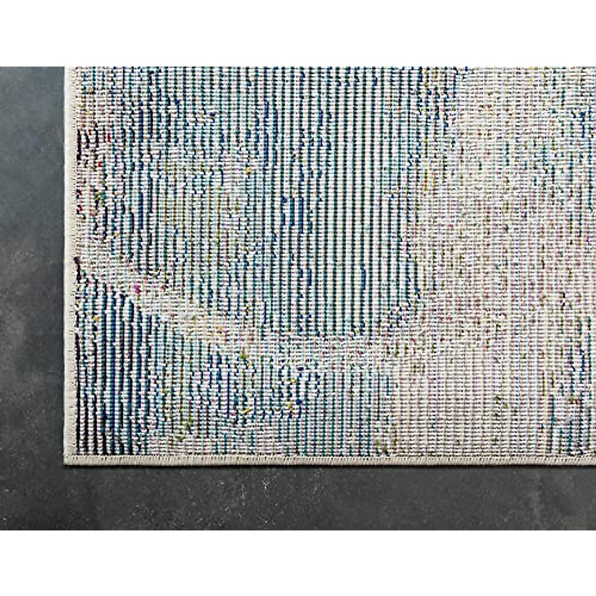 Unique Loom Chromatic Collection Modern Rustic & Vibrant Abstract Area Rug for Any Home Décor, Rectangular 5' 0" x 8' 0", Beige/Blue