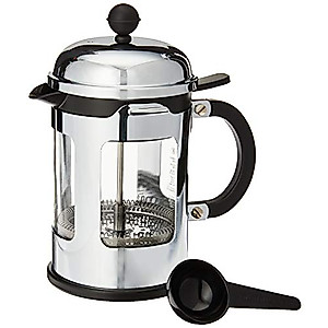 Bodum Chambord 4 Cup French Press Coffee Maker with Locking Lid Stainless Steel, 17-Ounce