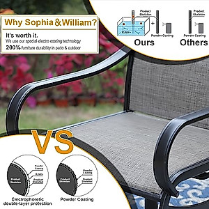 Sophia & William Patio Dining Set 7 Pieces Outdoor Patio Set for 6, Swivel Chairs Textilene and Metal Dining Table Patio Furniture All Weather for Lawn Garden Backyard Pool