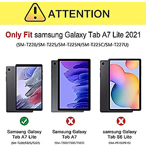 TSQ Case for Samsung Galaxy Tab A7 Lite 8.7" w/Glass Screen Protector Stand&Hand Strap | Heavy Duty Rugged Silicone Kids Case for Galaxy Tab A7 Lite 2021 SM-T220/T225/T227U | Black