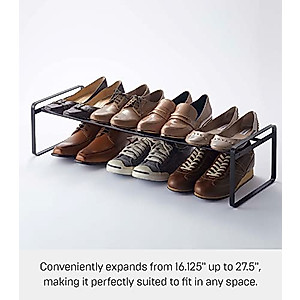 Yamazaki Home Adjustable Shoe Rack-Spacesaving Storage Solution, One Size, Black