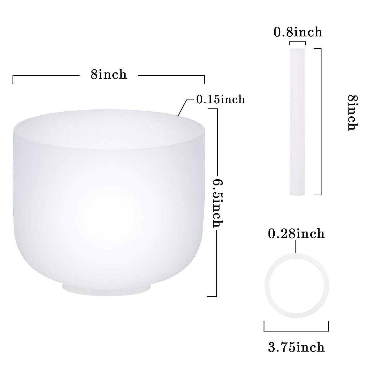 SOLSHINE Crystal Singing Bowl 432HZ 8inches F Notes Heart Chakras Crystal Striker and O-ring included