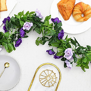 JUSTOYOU 2 Pack (15.8FT) Fake Rose Garland, Artificial Rose Vines Flower Garland Hanging Floral Garland Vine Wedding Home Backdrop Party Arch Arrangement Decoration