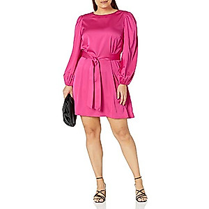 The Drop Women's @shopdandy Belted Silky Stretch Dress, Hot Pink, M