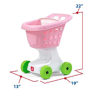 Step2 Little Helper's Shopping Cart for Kids, Play Grocery Cart, Made of Durable Plastic, for Toddlers 2+ Years Old, Pink