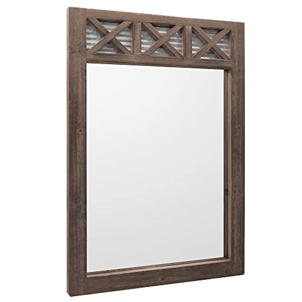 Autumn Alley Farmhouse Bathroom Mirror - Rustic Mirror - Vanity, Bathroom and Bedroom Mirror Wall- Country Farmhouse Decor, Mirror Barn Door Wood, Galvanized Metal, Small Size: 20" x 28", Brown