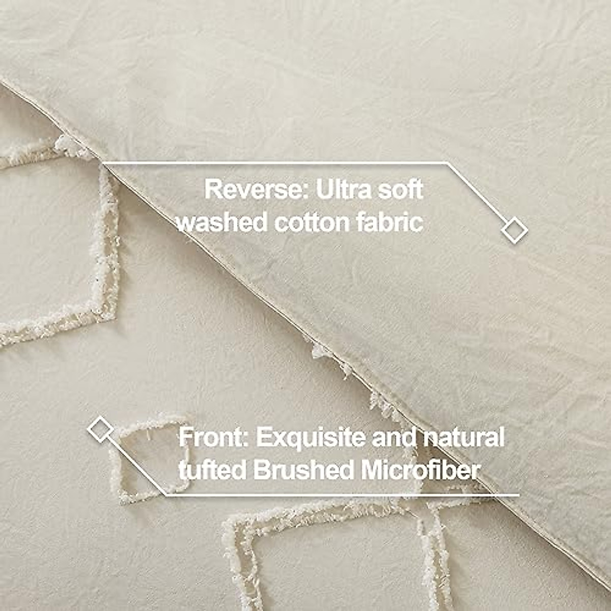 Andency Beige Tufted Comforter Set King(104x90Inch), 3 Pieces(1 Boho Comforter, 2 Pillowcases) Textured Farmhouse Comforter, Soft Microfiber Down Alternative Geometric Comforter Bedding Set