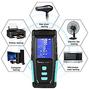 Allprettyall EMF Meter Rechargeable Electromagnetic Radiation Detector for Testing Ghost, Magnetic Field, Electric Field Radiation and Ambient Temperature, Sound-Light Alarm, Max/Average Value Lock