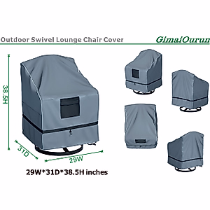 GimaiOurun Outdoor Swivel Lounge Chair Cover 4 Pack, Waterproof Heavy Duty Outdoor Chair Cover, Outdoor Lawn Patio Furniture Rocking Chair Cover, (29 W x 31 D x 38.5 H inches), Gray