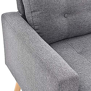 AC Pacific Shelby Mid Century Modern Living Room Tufted Sectional Set, LF, Pewter Grey