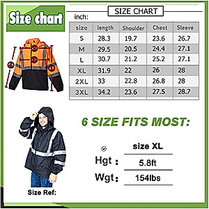 YOWESHOP High Visibility Reflective Winter Bomber Safety Jacket Waterproof Reflective Jacket for Men Hi Vis Construction Jackets(Yellow，L)